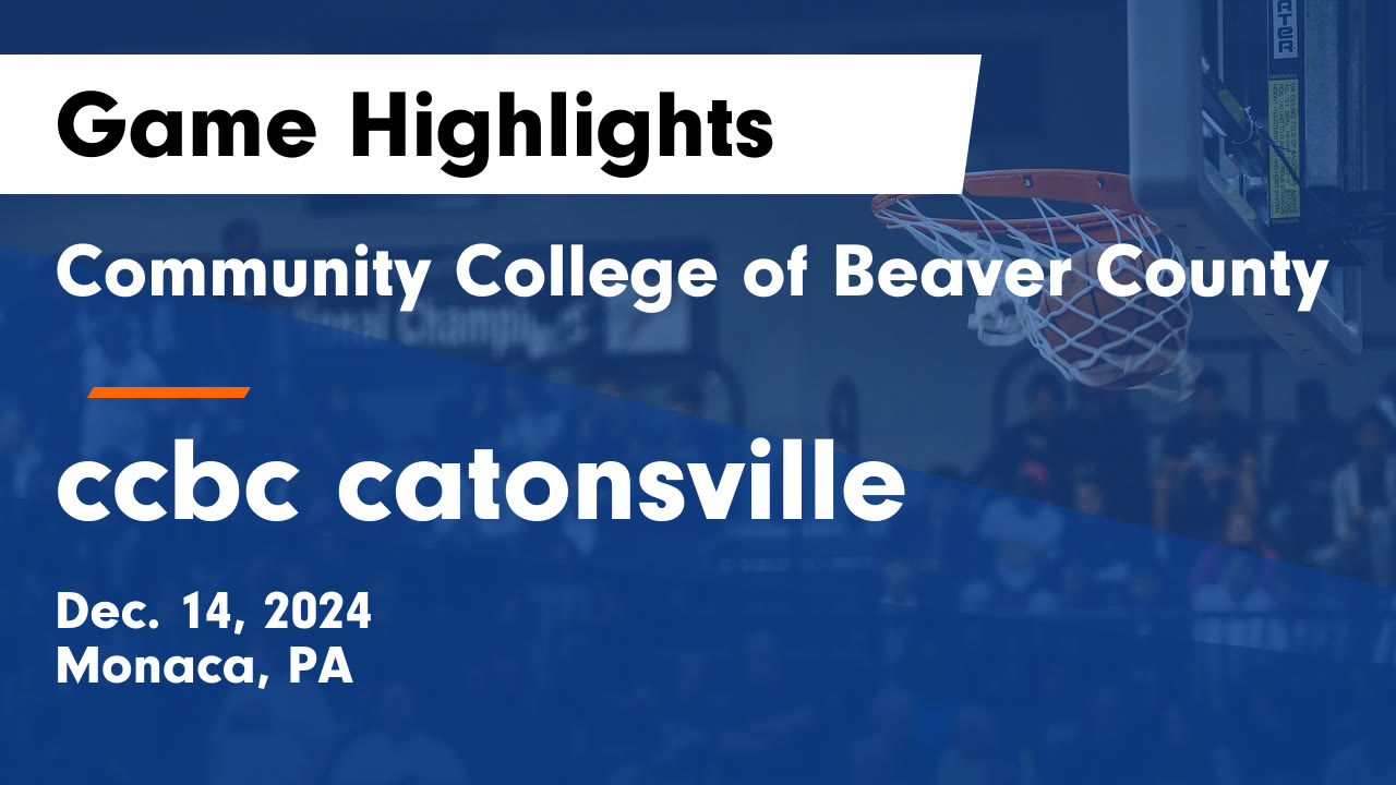Community College of Beaver County vs ccbc catonsville Game Highlights ...