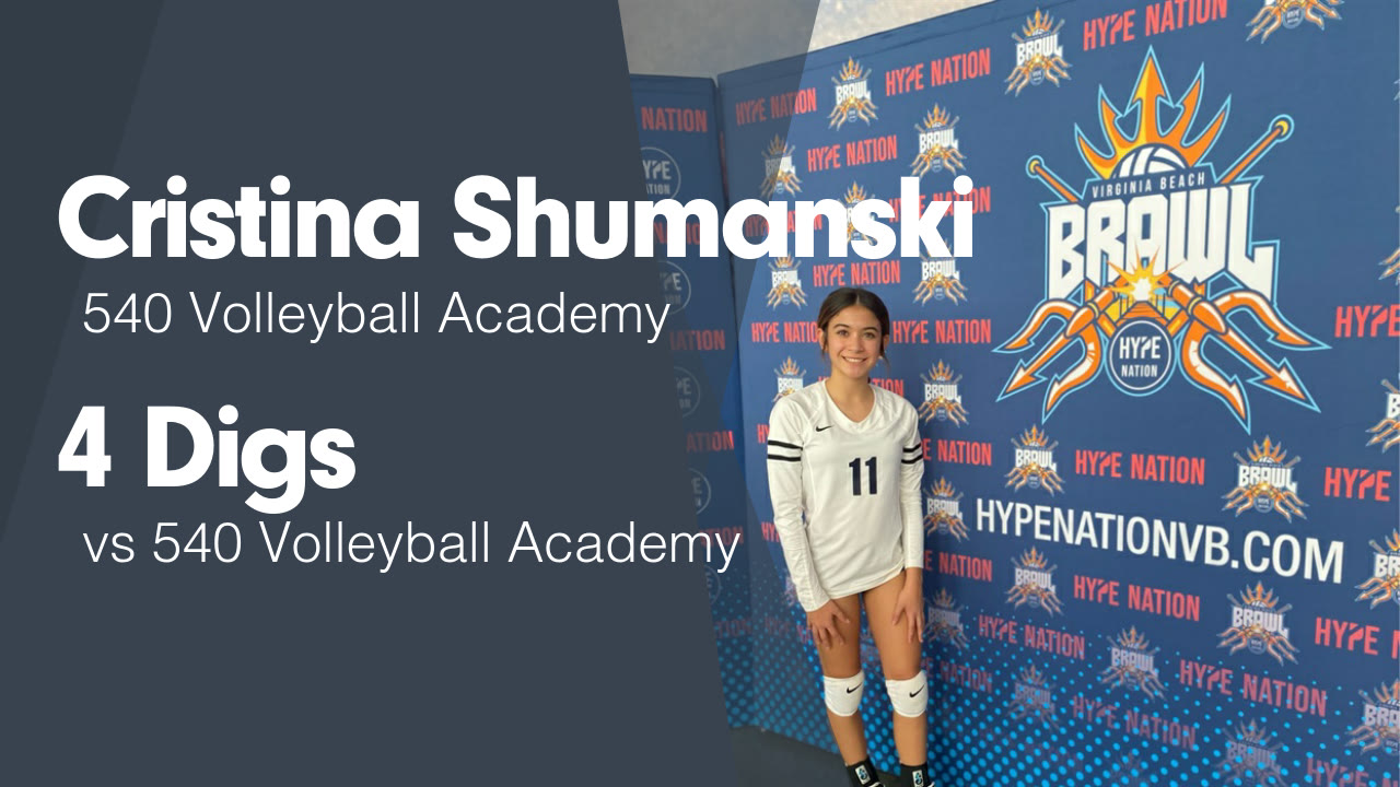 4 Digs vs 540 Volleyball Academy - Cristina Shumanski highlights - Hudl